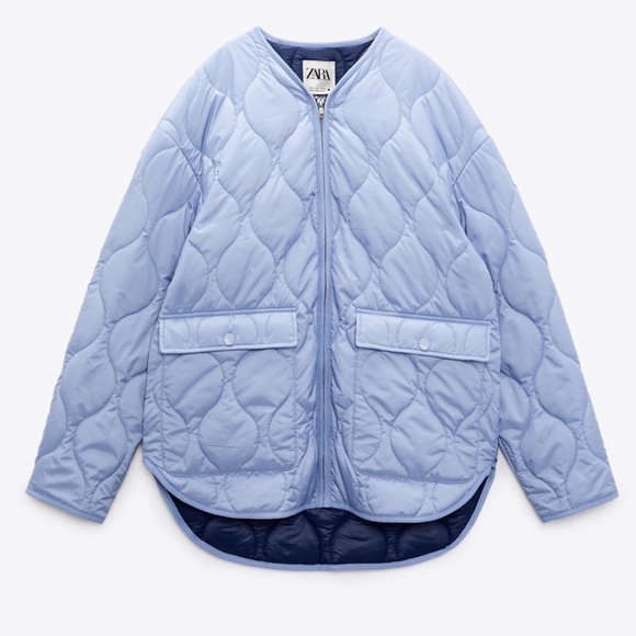 Zara | Jackets & Coats | Zara Light Blue Quilted Jacket | Poshmark